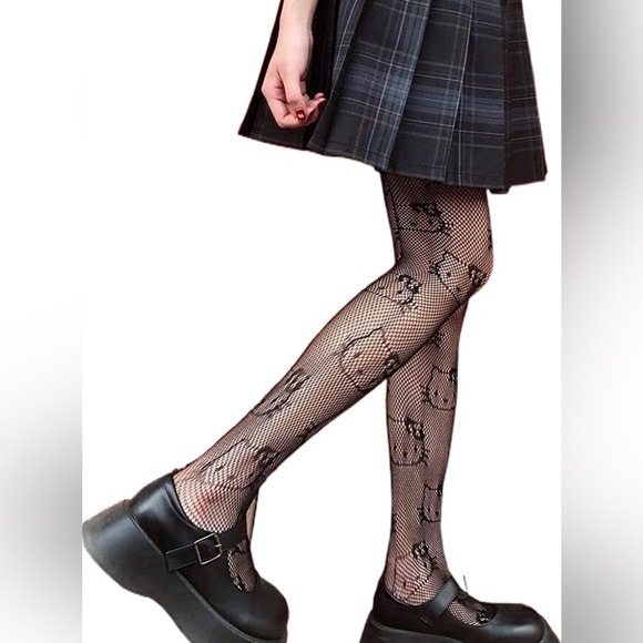 Sanrio | Accessories | Hello Kitty Fishnets Black Tights Pantyhose ...